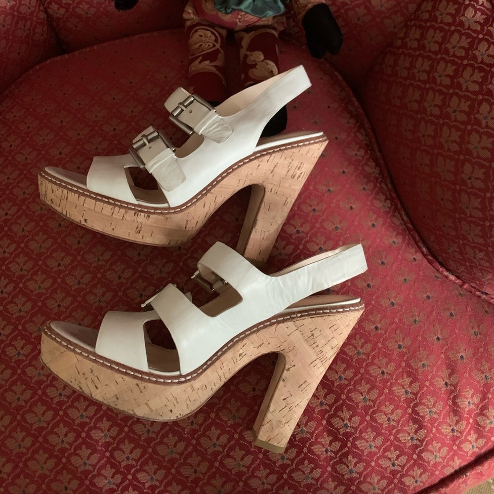 Coach Leather And Buckle Cork Heels - Gem